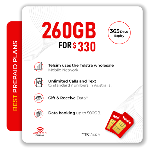 Telsim 260GB Prepaid Plan for 365 Days - Sim Planet